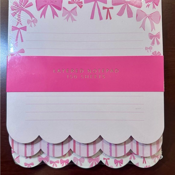 Office | Pink Bow Layered Notepad 15 Sheets Nwot | Poshmark